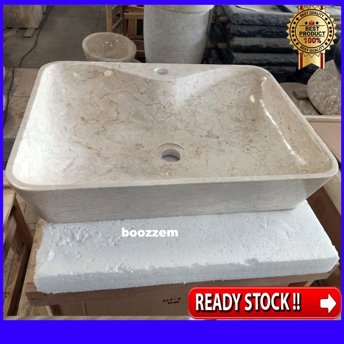 Jual wastafel batu marmer kotak glossy plus lobang kran sink stone ...