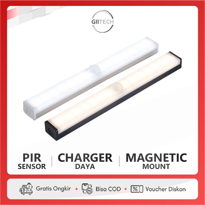 Jual LAMPU STICK PERSEGI PANJANG LED SENSOR GERAK TEMPEL MAGNETIC ...