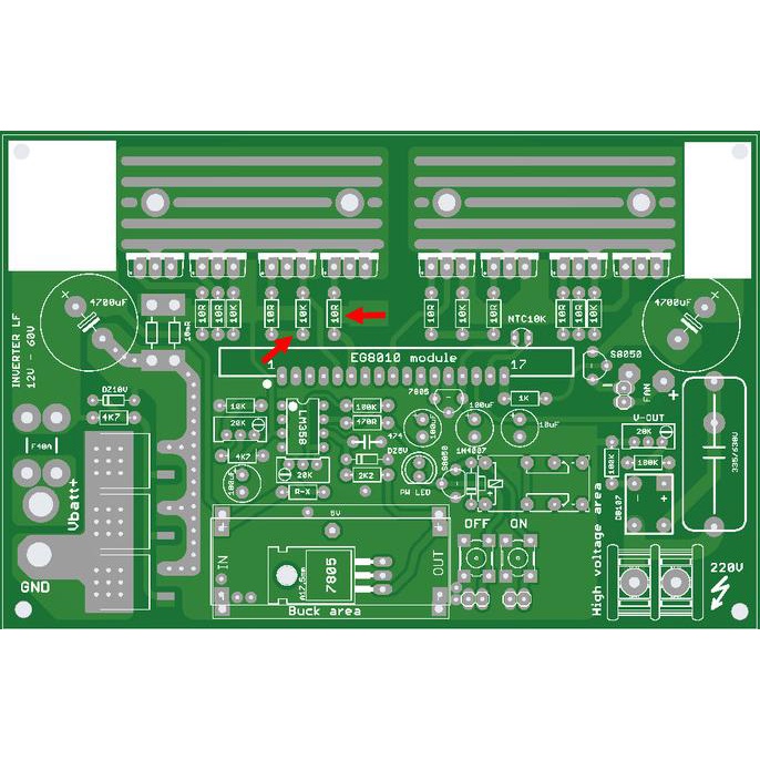 Jual Pcb Inverter Psw Pure Sine Wave 1000W 1Kva Egs002 Lf Bonus Shunt ...