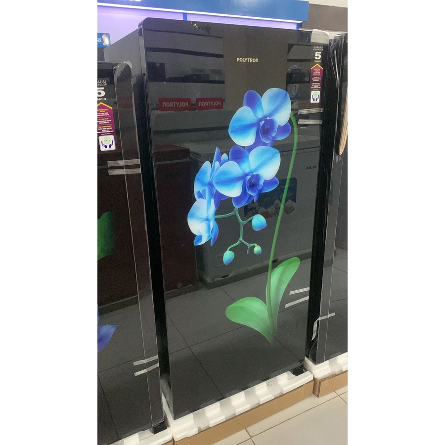 Jual Kulkas 1 pintu POLYTRON 18 MOB motif anggrek biru kapasitas 180 ...
