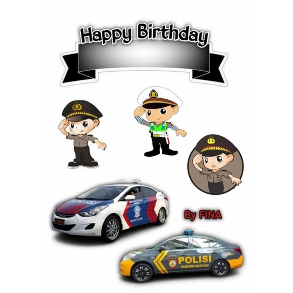 Jual Topper cake kue polisi police brimob free nama dan ucapan | Shopee ...