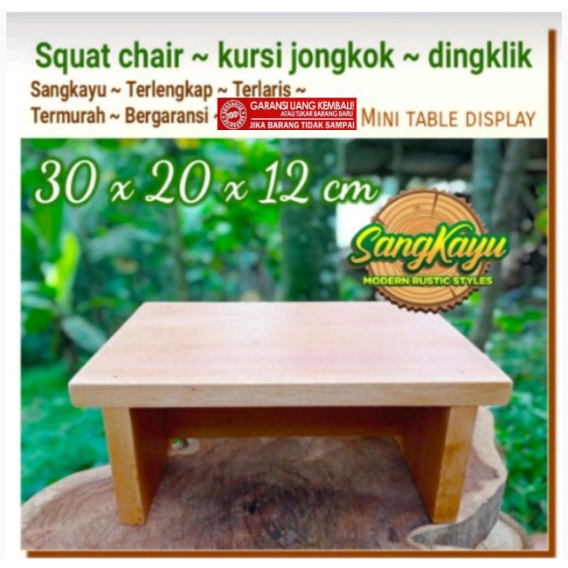 Jual Mini table display Kursi jongkok kayu dingklik kayu 30x20x12 meja ...