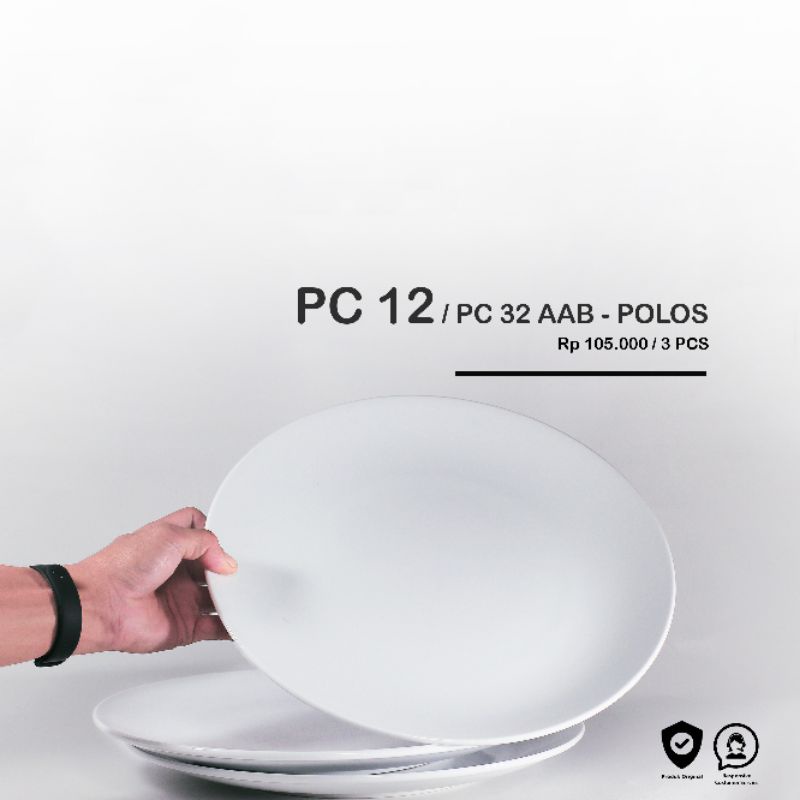 Jual Piring resto/Piring makan Keramik Ceper 12inch/31cm putih polos ...