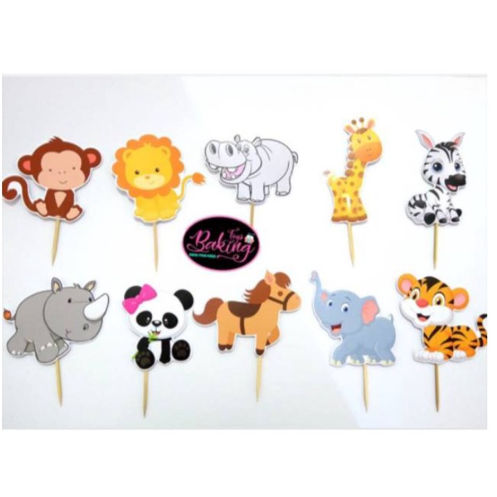 Jual Topper Cupcake Birthday / Hiasan Kue Ulang Tahun - Animal Zoo ...