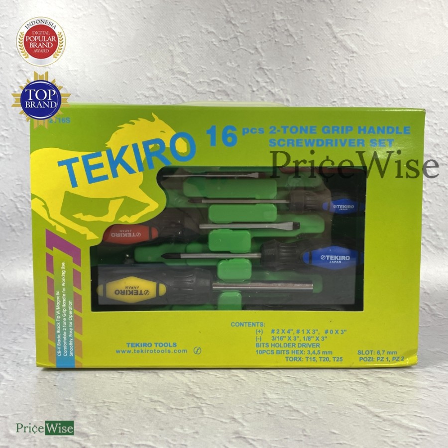 Jual Obeng Set 16 pcs Tekiro / 2-Tone Grip Handle Screwdriver | Shopee ...