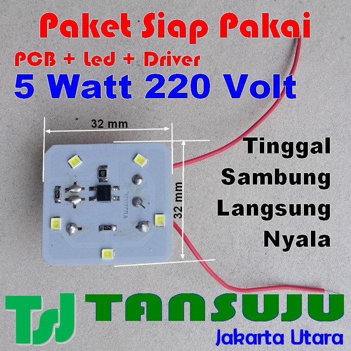 Jual Modul Lampu SMD Led Siap Pakai PCB + Led + Driver 5 Watt 220 Volt ...