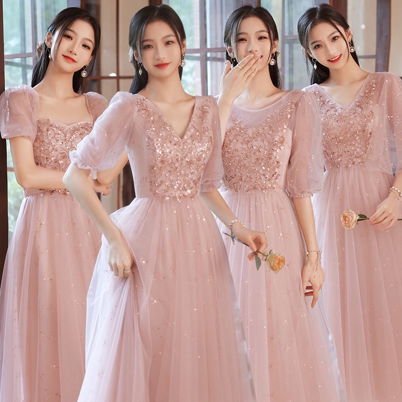 Jual Gaun Pengiring Pengantin Merah Muda Baru Gaun Rok Wanita Peri ...