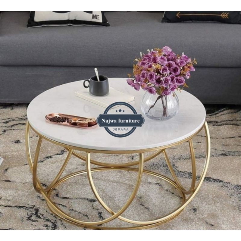 Jual MEJA TAMU BULAT MARMER GRANIT | Shopee Indonesia