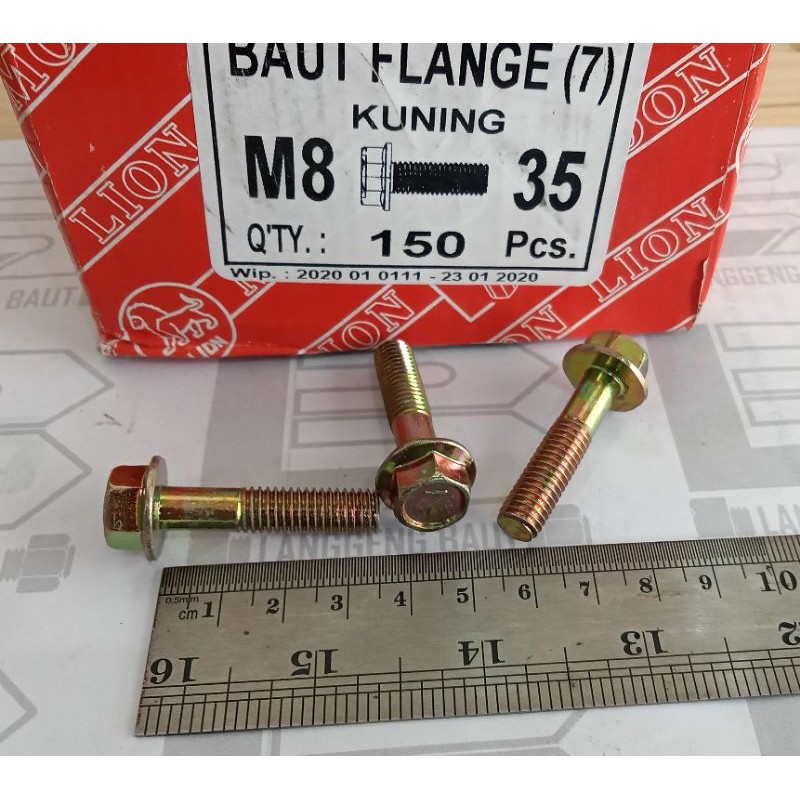 Jual Baut Flange M8 x 35 Kuning / Baut Tapak Kunci 12 Panjang 3,5cm M8x35 | Shopee Indonesia