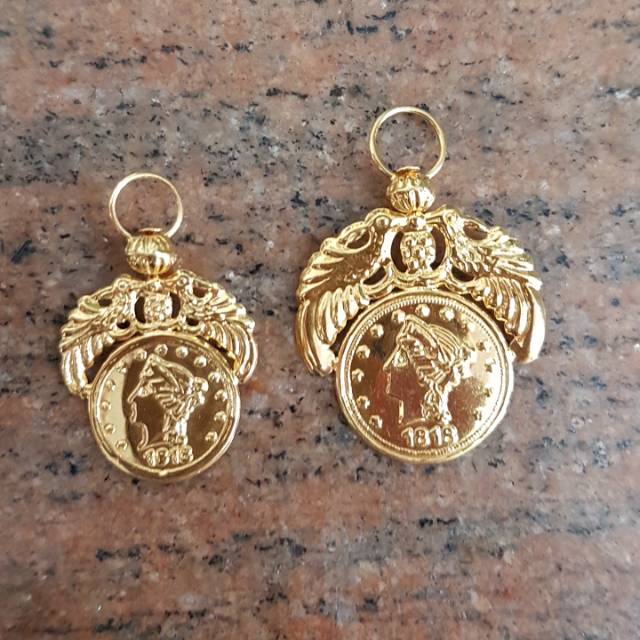 Jual Mainan kalung liontin emas asli kadar 700 model koin | Shopee ...