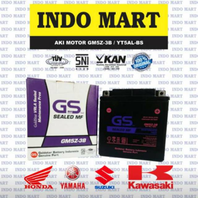 Jual Aki Motor Kering GM5Z-3B GM5Z3B Sealed MF HONDA Astrea Grand Mega Pro Lama Supra Fit Lama ...
