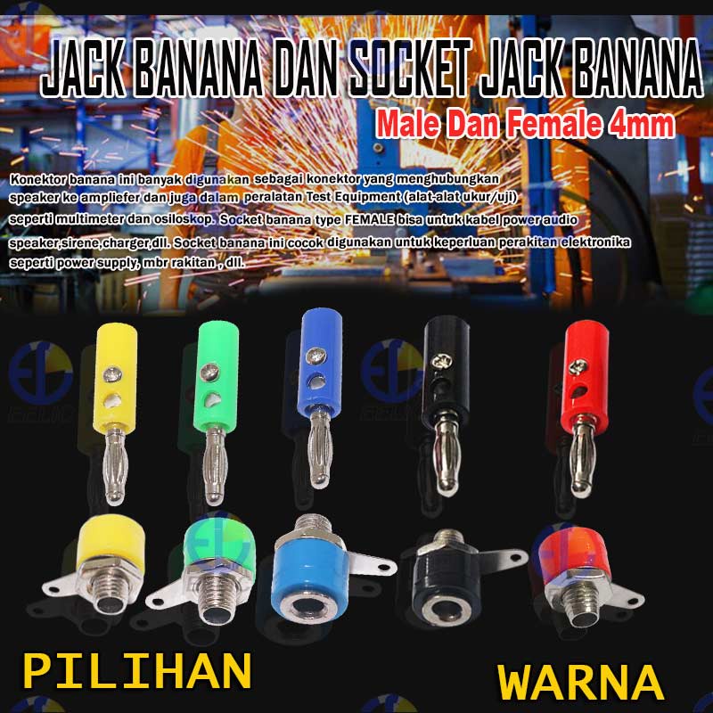 Jual EELIC JBM-4MM -MIX Jack banana male 4 mm 1 set + Jack banana ...