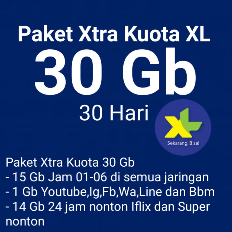 Jual Paket data xl XTRA KUOTA 30Gb 30 Hari | Shopee Indonesia