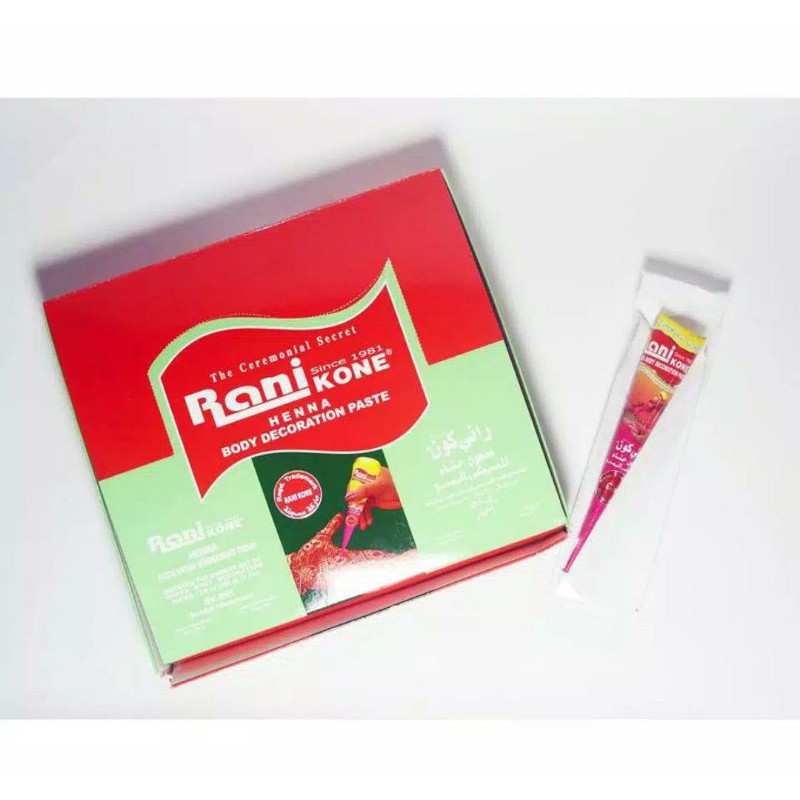 Jual Rani Kone Henna Tangan Body Decoration 99 Red Cone 30gr | Shopee ...