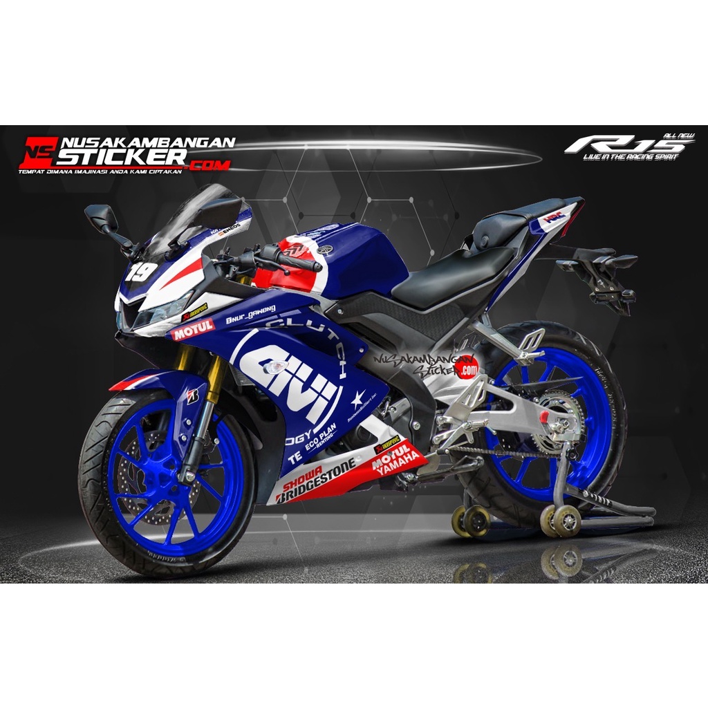 Jual Decal Stiker Motor Yamaha R15 V3 Full Body Givi Biru Putih Grafis ...