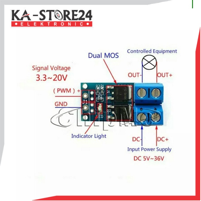 Jual 15A 400W MOSFET Switch Drive Module PWM Regulator Control Panel ...