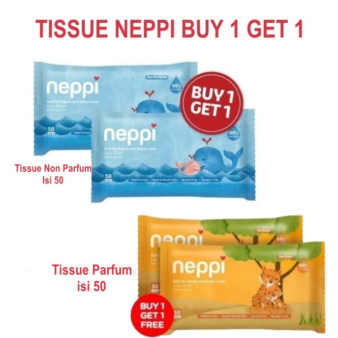 Jual PERA154 TISSUE BASAH NEPPI Hand and Mouth ISI 50 PARFUM NON PARFUM ...