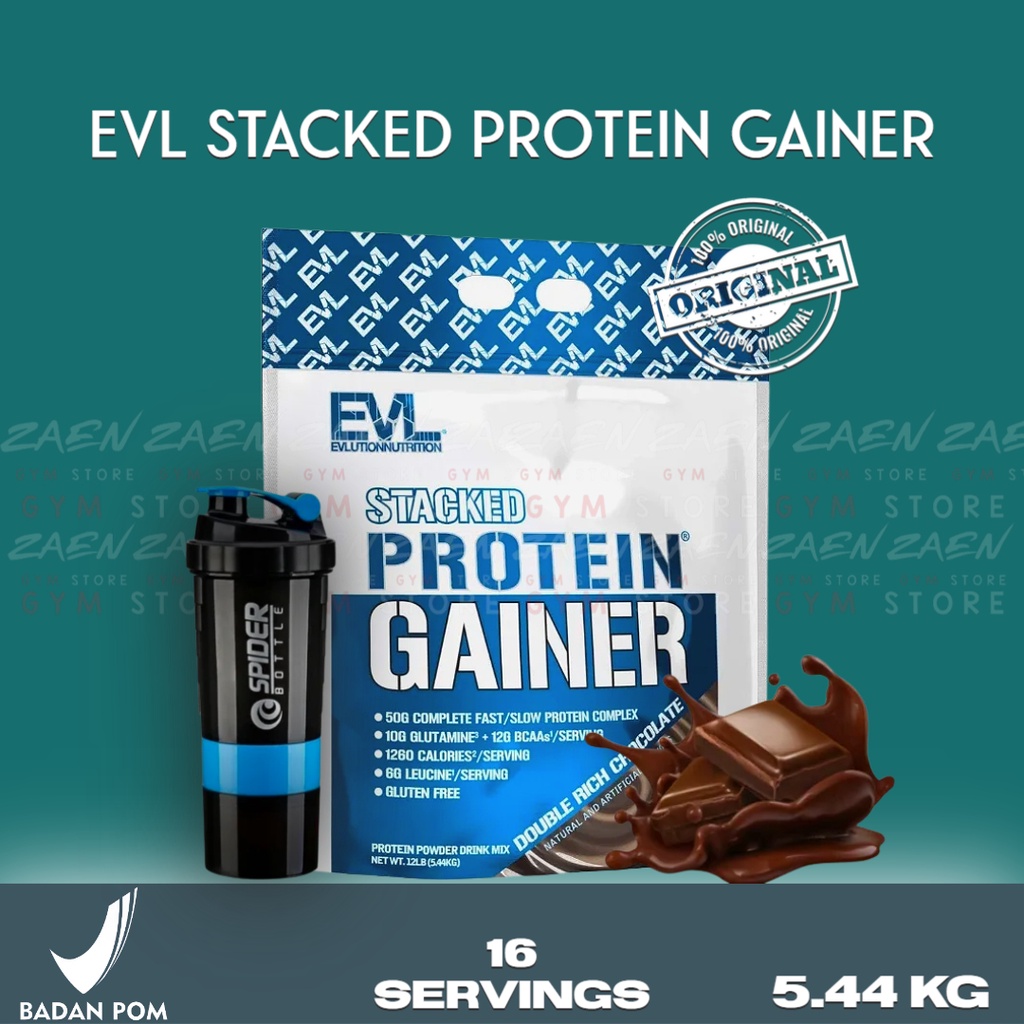 Jual EVL Evlution Nutrition Stacked Protein Gainer 12 Lbs Weight Mass ...