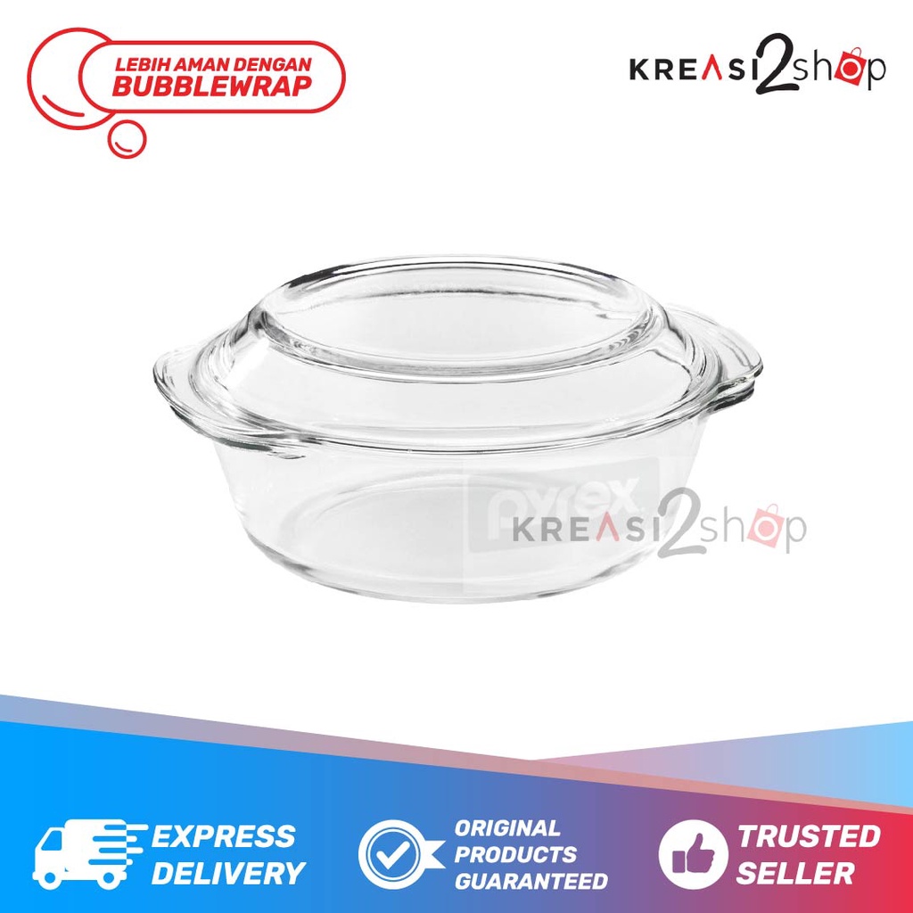 Jual Pyrex Clear Casserole 1.4L dengan Tutup PX-CAS1400LH Wadah Kaca ...