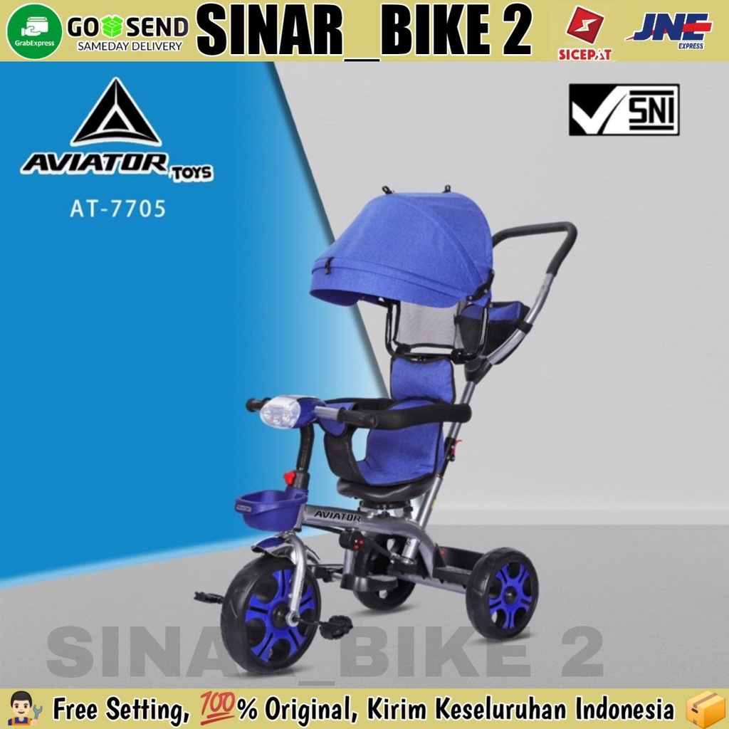 Jual Sepeda Roda Tiga 3 AVIATOR AT-7705 Kursi Putar Musik Tricycle Anak ...