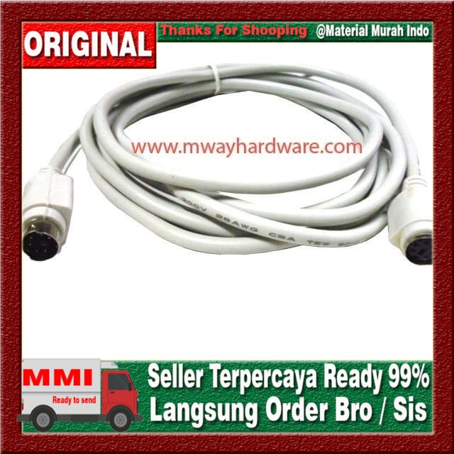 Jual Kabel PS2 EKSTENSION JACK MINI DIN 6 PIN MALE TO FEMALE 3 METER ...
