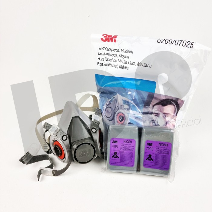 Jual ORIGINAL 3M 6200 + 7093 Half Facepiece Respirator Half Gas Mask ...