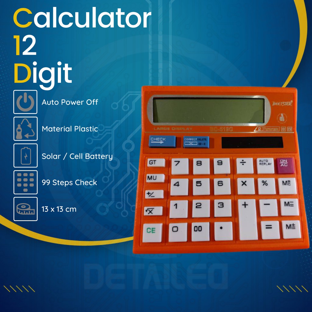Jual Kalkulator Dagang Ukuran Besar Berkualitas 12 Digit Beetster Murah ...