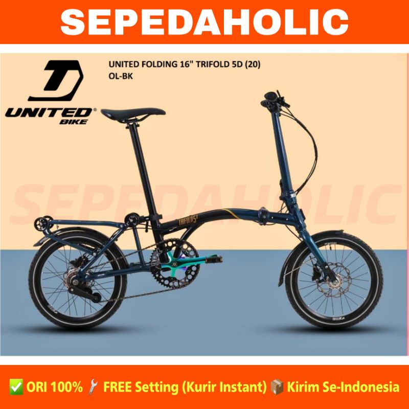 Jual Sepeda Lipat UNITED TRIFOLD 5D Ukuran 16 Inch Alloy 5 Speed ...