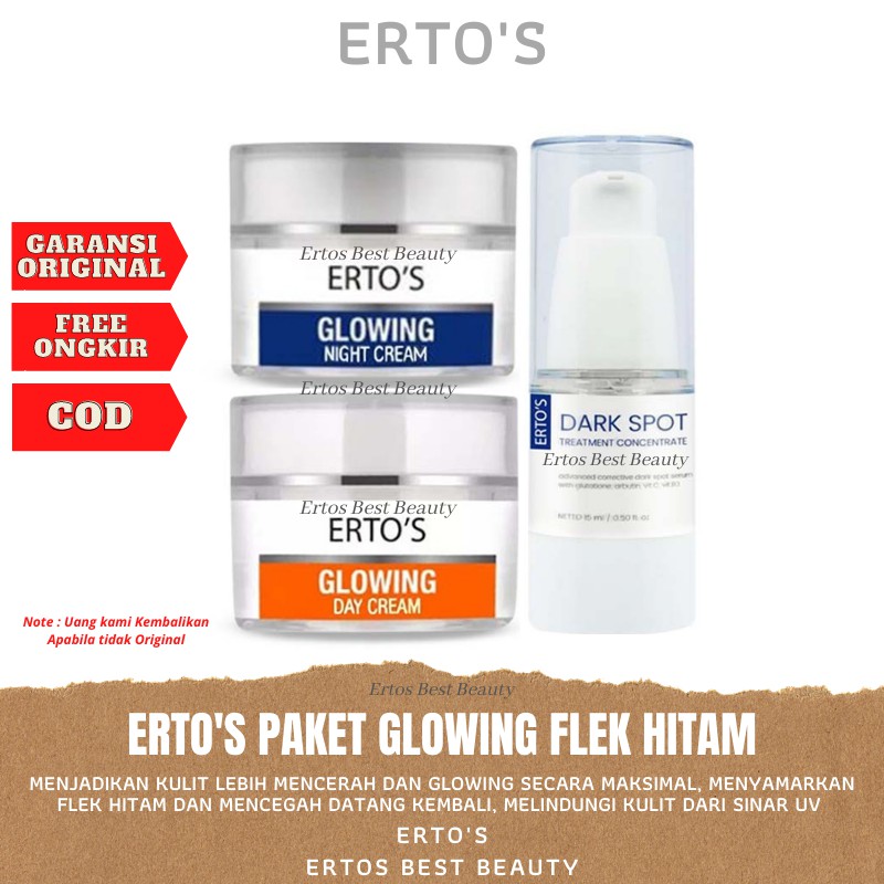 Jual Ertos Paket Glowing Flek dan Bintik Hitam Membandel di Wajah 3in1 ( Gdc, Gnc, Dark Spot ...