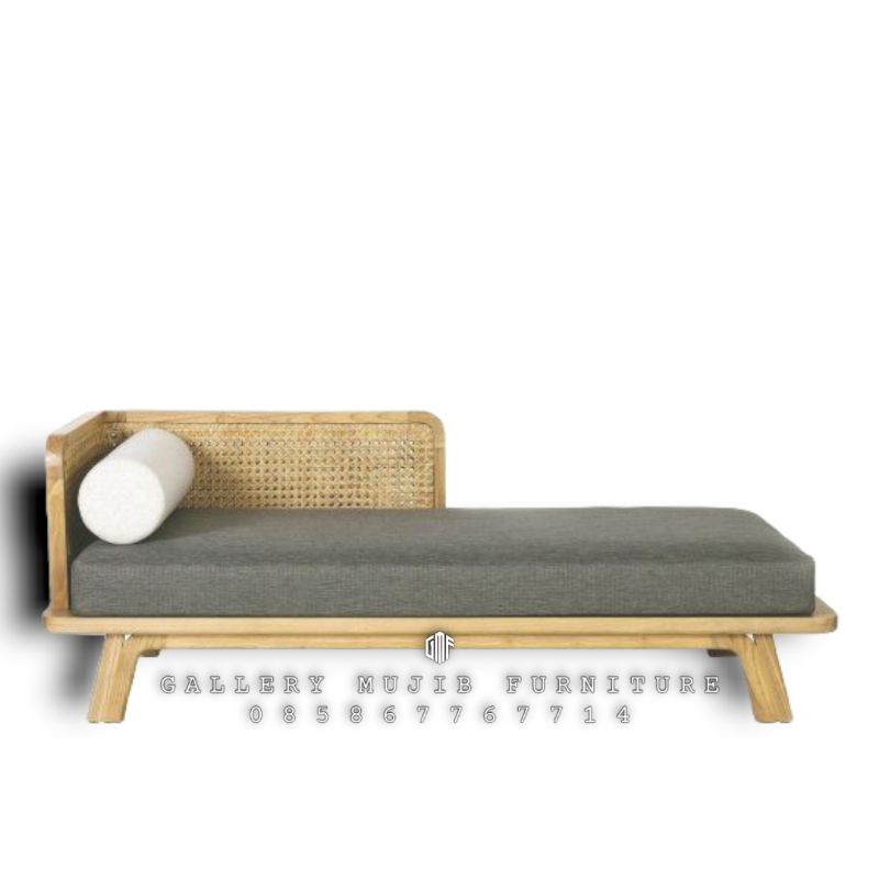 Jual Sofa Bed Rotan | Deybed Minimalis Kayu Sungkai Kombinasi Rotan ...