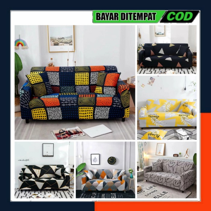 Jual SARUNG SOFA ELASTIS 1 2 3 4 SEATER COVER SOFA BED L SHAPED SUDUT ...