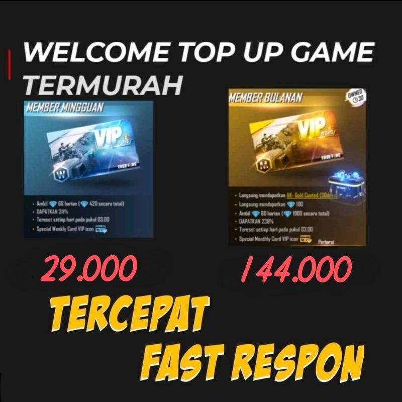 Jual free fire member mingguan/bulanan | Shopee Indonesia