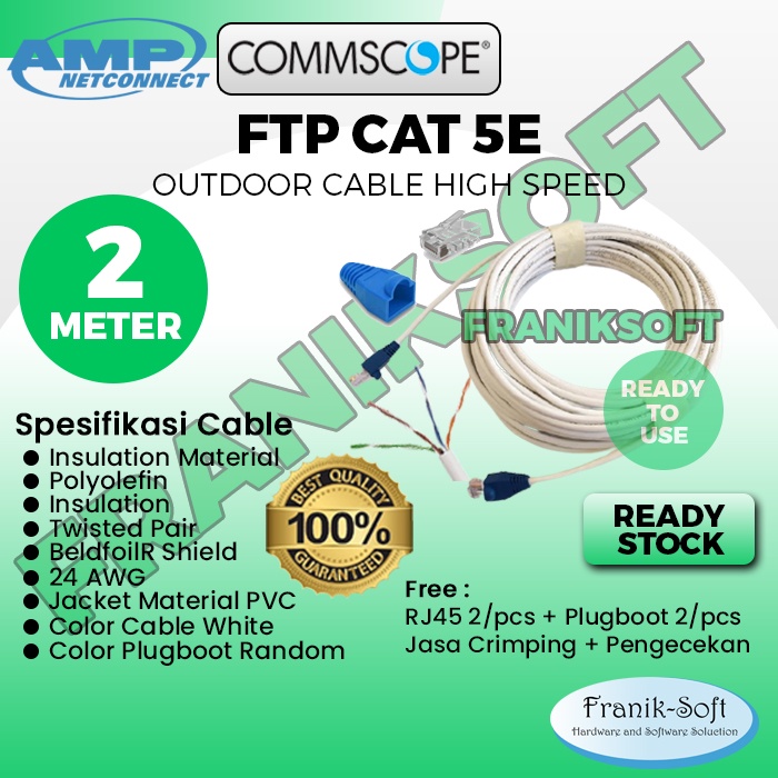 Jual Kabel LAN 2 Meter FTP Outdoor CAT5E AMP Commscope Warna Putih ...