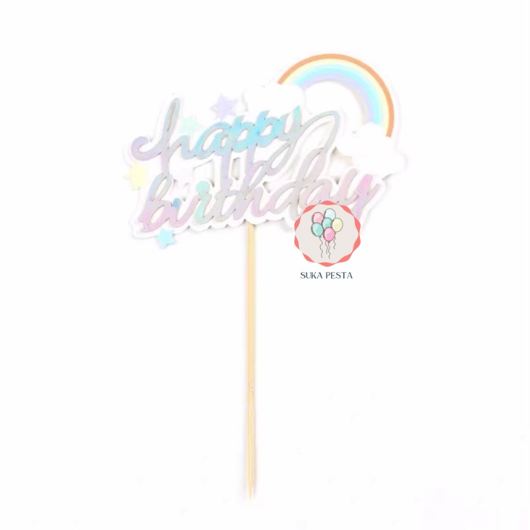 Jual CAKE TOPPER HBD MOTIF PELANGI STAR / TUSUKAN HIASAN KUE | Shopee ...