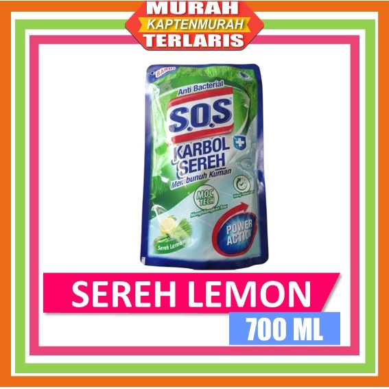 Jual SOS Karbol lantai Refill 700ml Isi Ulang Bungkusan wangi Sereh ...