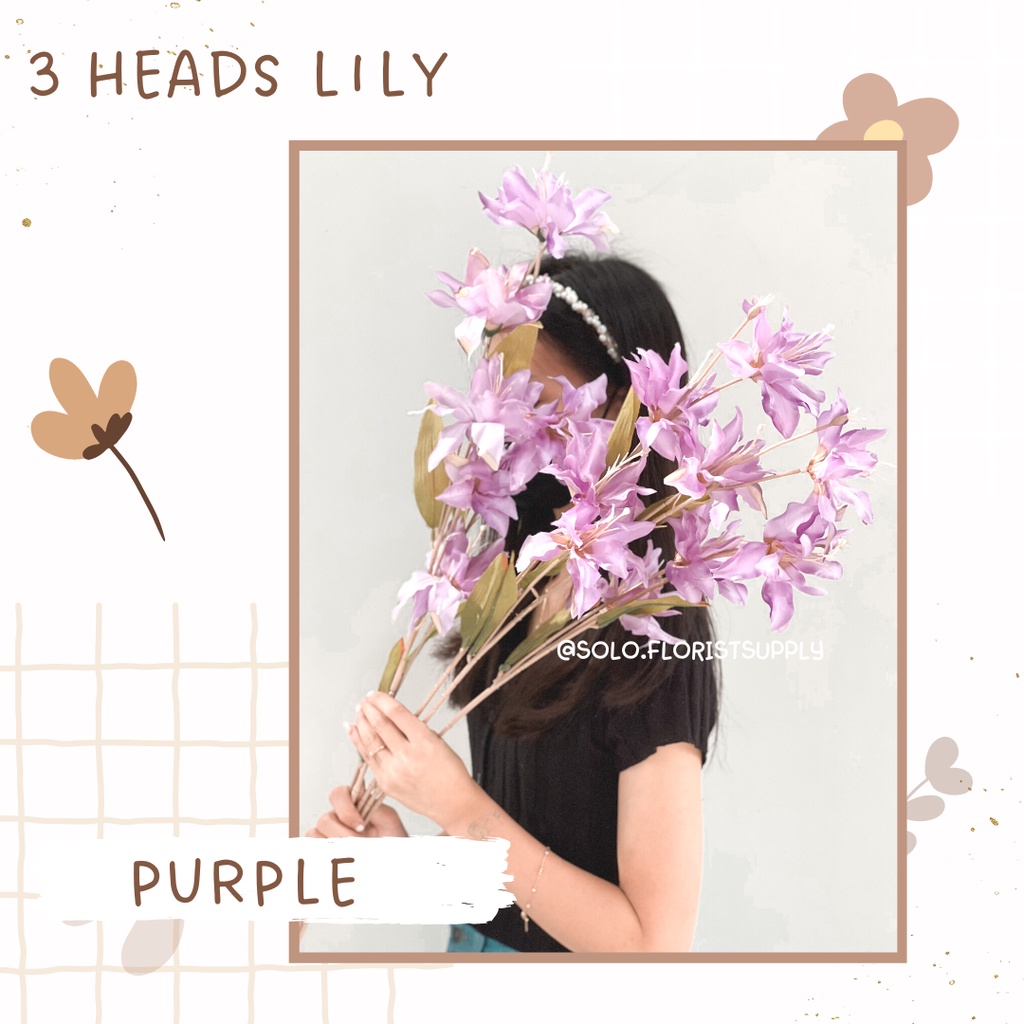 Jual 3 HEADS LILY X3 Bunga Tiger Lily Latex 1Kuntum 2Biji Putik Daun ...
