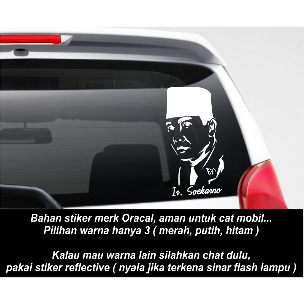 Jual Sticker cutting kaca belakang mobil gambar soekarno, stiker Ir ...