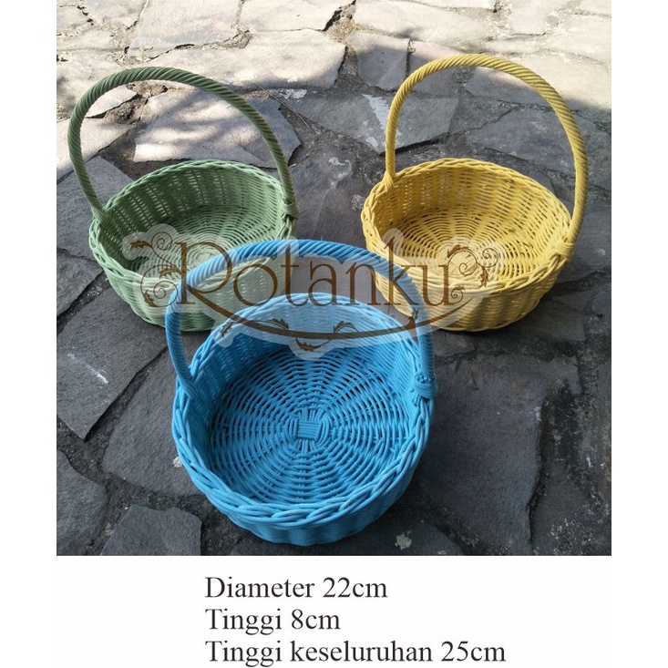 Jual keranjang rotan bulat diameter 22cm warna cocok untuk tabur bunga ...