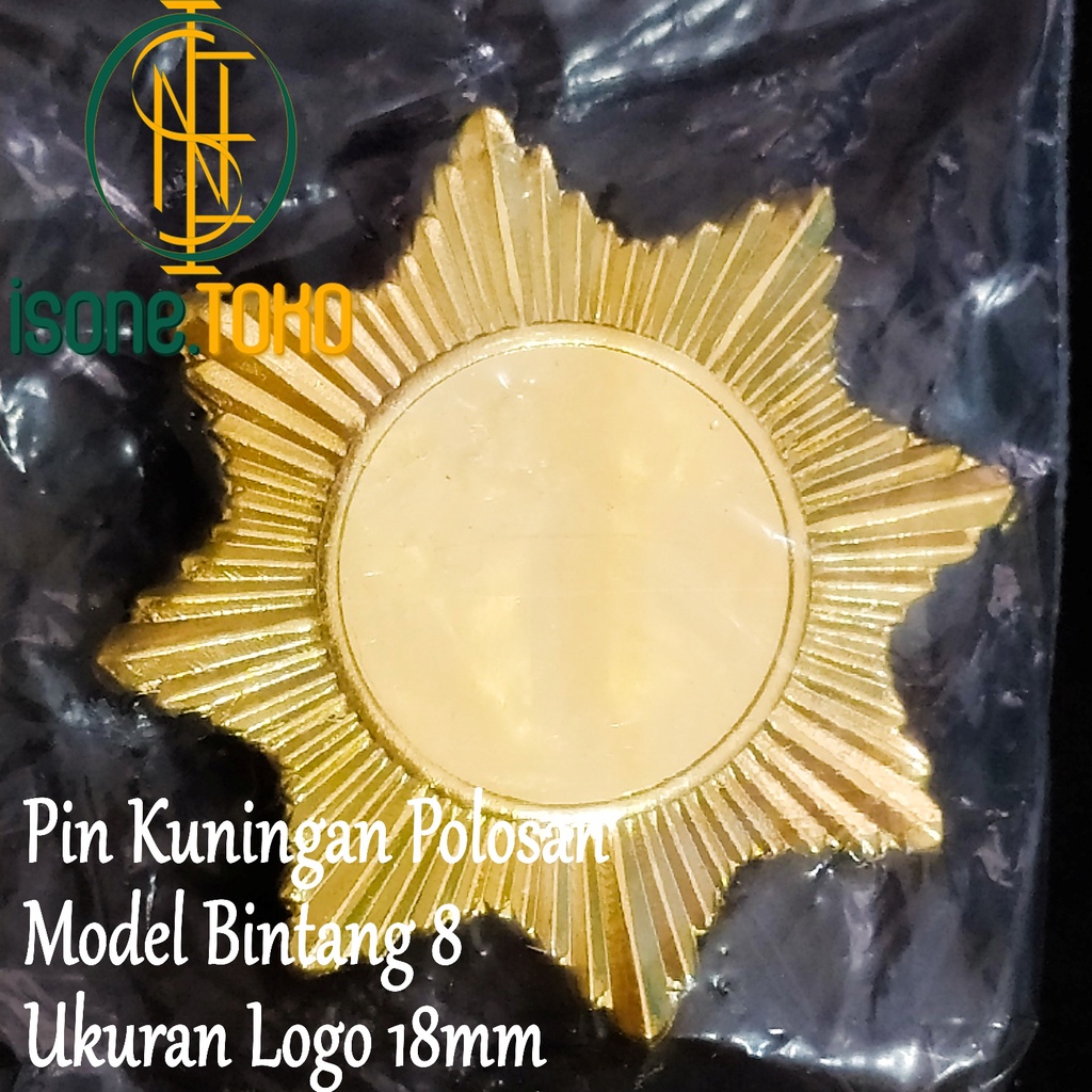 Jual Pin Kuningan Emas Peniti Bintang 8 12 Polos Polosan Logo 1.8cm ...