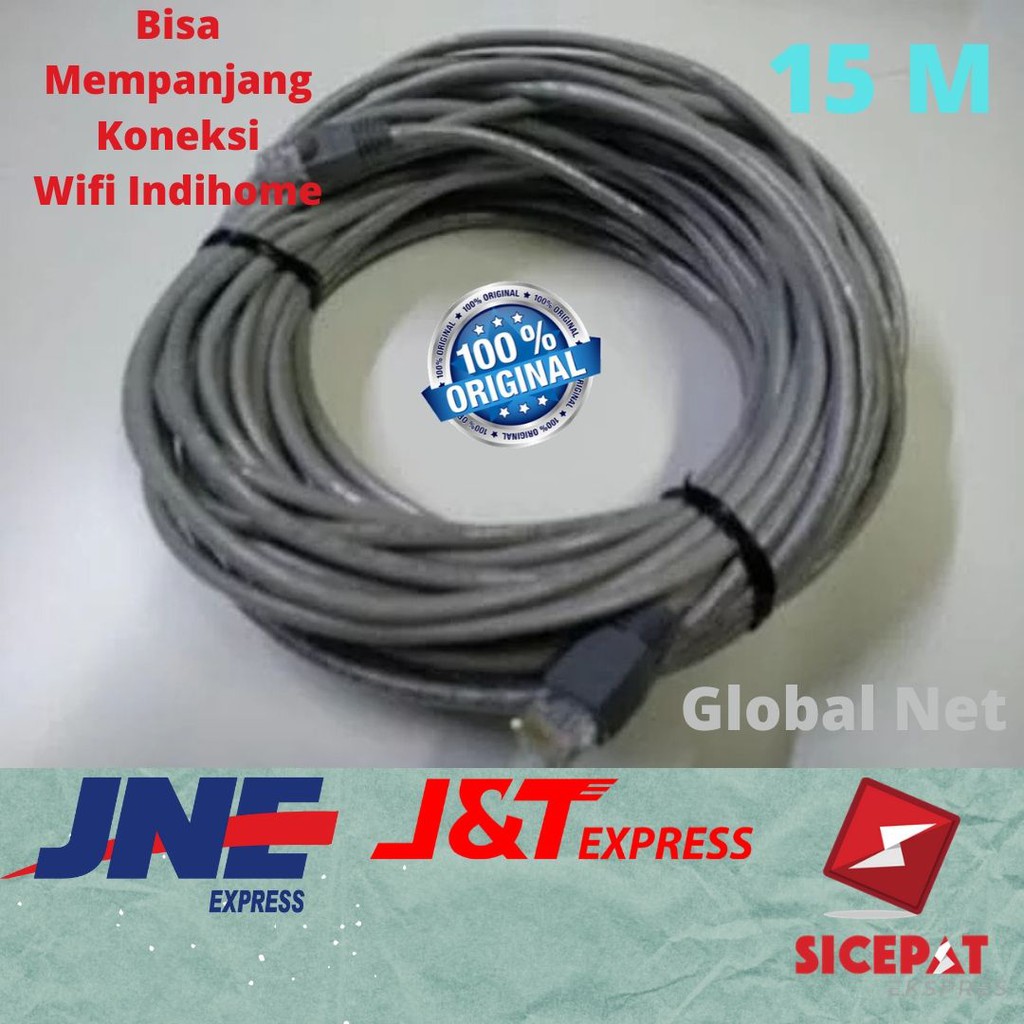 Jual Kabel LAN 15 Meter 15 M UTP CAT5e -Rj45 - Plugboot Grey Siap Pakai ...