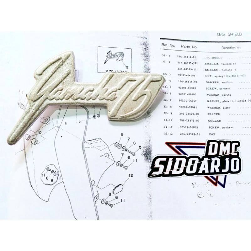 Jual LOGO EMBLEM LEGSHIELD LEKSIL LEGSIL SAYAP YAMAHA V70 V75 V75dx V ...
