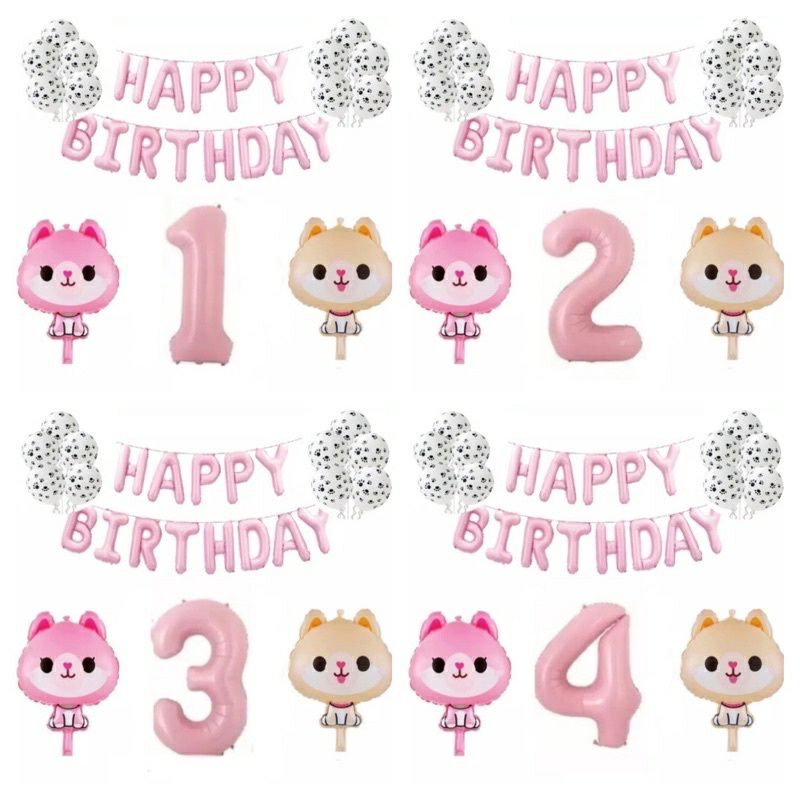 Jual Paket Balon Anjing Angka Pink Happy Birthday | Shopee Indonesia