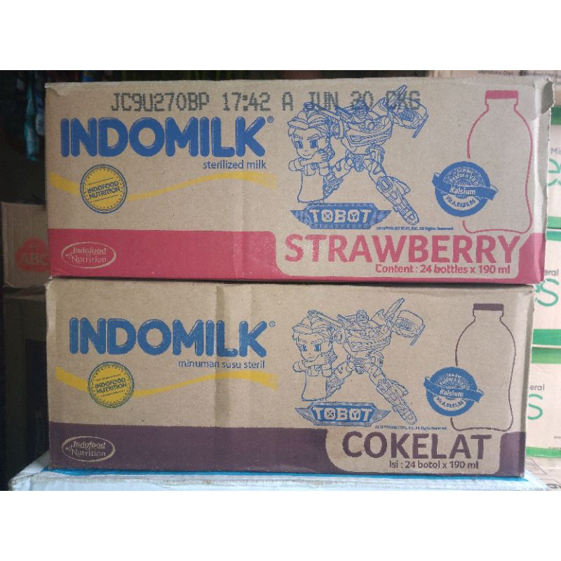 Jual Susu Indomilk Botol Dus Karton Isi 24 x 190 ml Rasa Cokelat Strawberry Vanila | Shopee ...