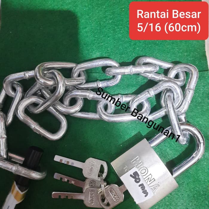 Jual rantai besar 5/16 dan gembok 50mm rantai pagar gembok rumah ...