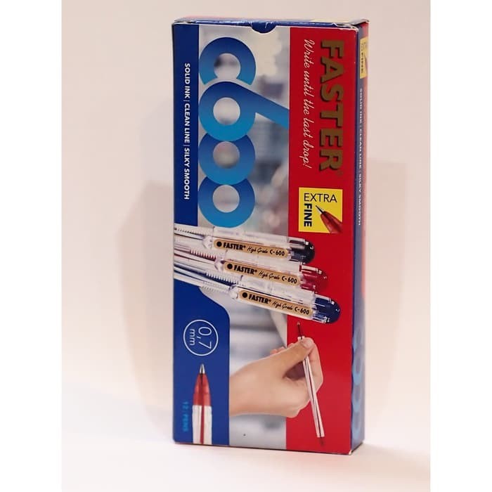 Jual Pulpen / Ballpoint Pen Faster C600 Tutup Hitam - 1 Box | Shopee ...