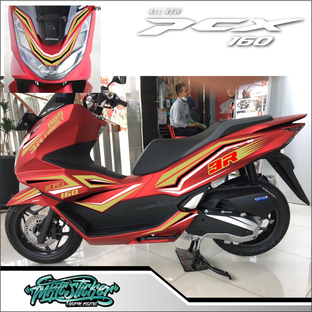 Jual STRIPING PCX 160 MOTOR MERAH STICKER HITAM GOLD PUTIH | Shopee ...