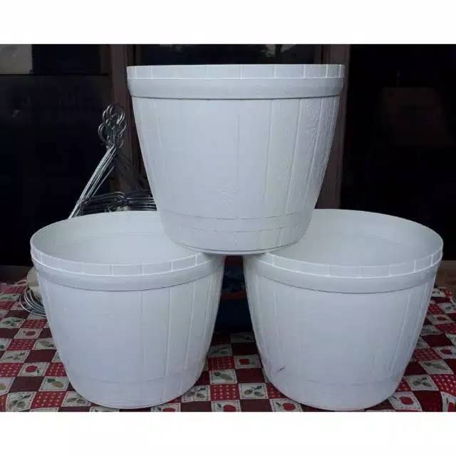 Jual Pot gentong putih ukuran 22 - pot tanaman - pot bunga | Shopee ...