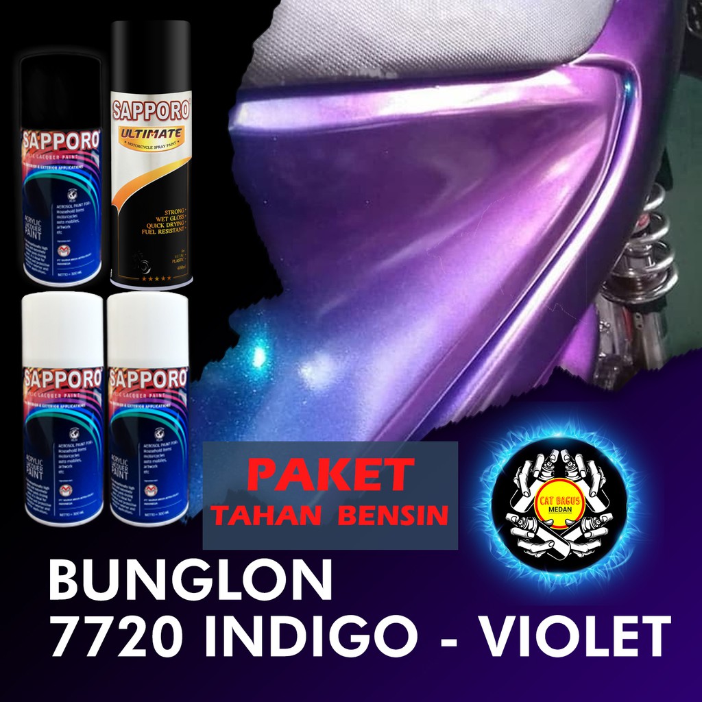 Jual PAKET SAPPORO BUNGLON 7720 INDIGO VIOLET 300ML CAT SEMPROT 3D ...