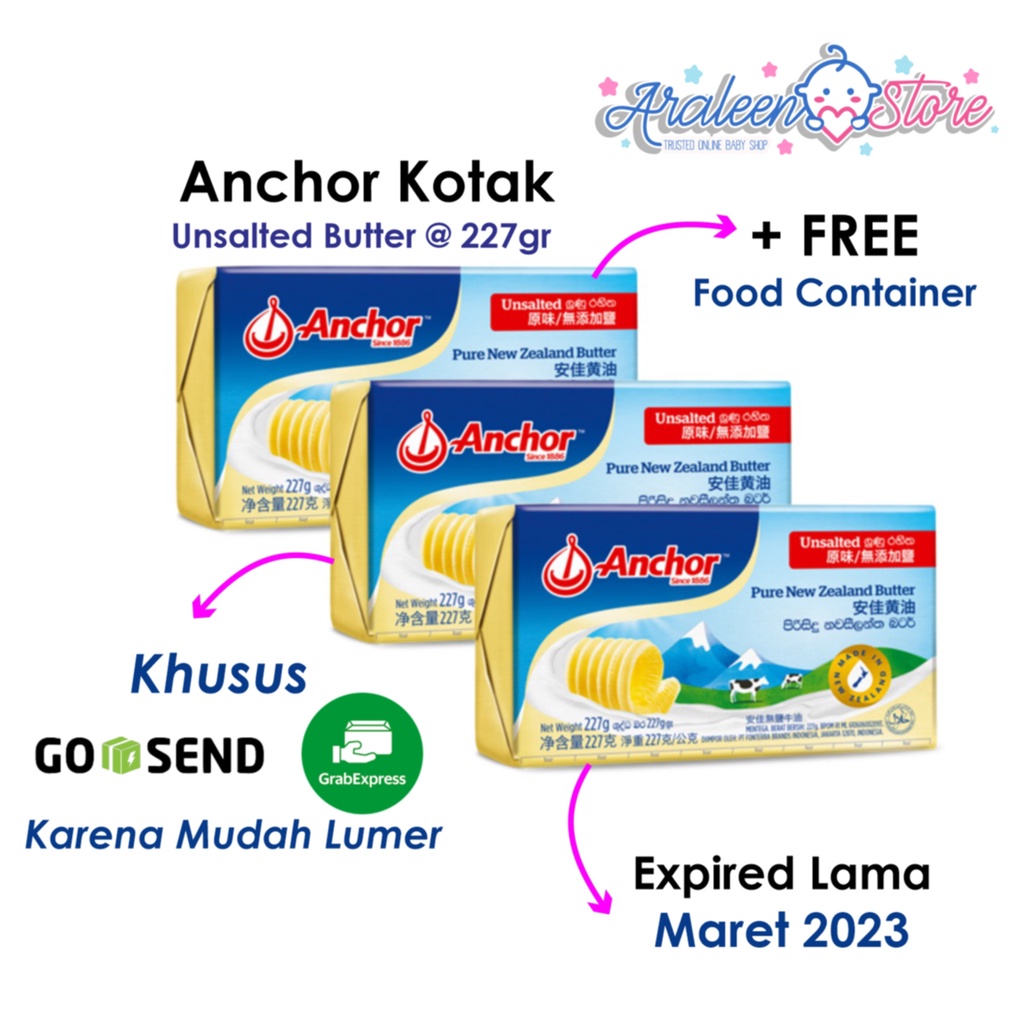 Jual ANCHOR Unsalted Butter MPASI Bayi UB Kotak 227 gr | Shopee Indonesia