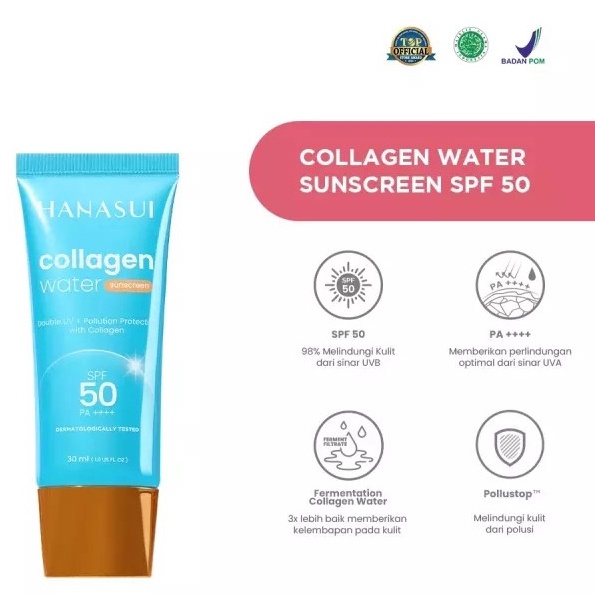 Jual HANASUI Collagen Water Sunscreen SPF50 PA++++ UV 30 ML - SUNBLOCK PELINDUNG WAJAH DARI ...